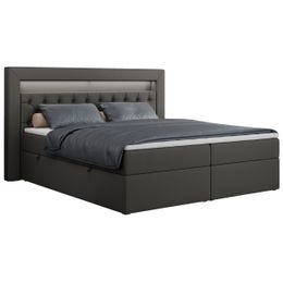 BOXBETT GOLD-6 LED 180/200 Dunkelgrau Kunstleder - H3