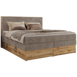 BOXBETT WOOD CLASSIC KING 160/200 - Hellbraun Cord - H4