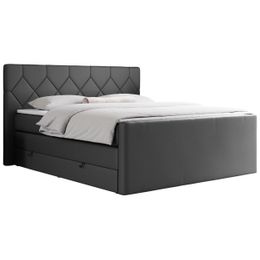 BOXSPRINGBETT KING EIGAR 200/200 Dunkelgrau Kunstleder - H4