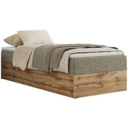 BOXBETT WOOD ZERO 90/200 - Dunkelbeige Struktur - H4 - Topper T25