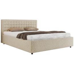 POLSTERBETT PAVO CLASSIC 200/200 - Creme Strukture - Schaum-Matratze
