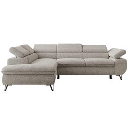 ECKSOFA PABLO L Hellgrau Struktur - Links Seite mit T25 Topper