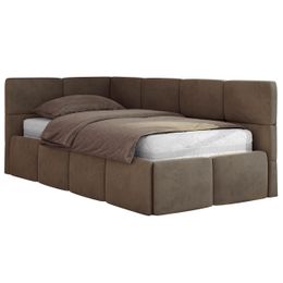 JUGENDBETT ARVO 90/200 - Braun Velvet - Foam-Matratze - Links Seite