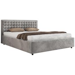 POLSTERBETT PAVO CLASSIC 140/200 - Hellgrau Velvet - Schaum-Matratze