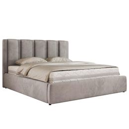 POLSTERBETT SAVINO CLASSIC 140/200 - Hellgrau Velvet - Schaum-Matratze