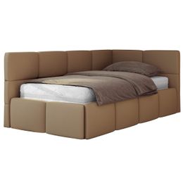 JUGENDBETT ARVO 90/200 - Braun Kunstleder - ohne Matratze - Rechts Seite