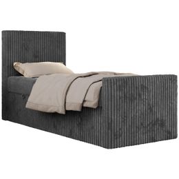 JUGENDBETT TILIO DUO 90/200 - Grau Cord - H3 - Links Seite