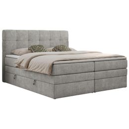 BOXSPRINGBETT LUKA KING 200/200 Hellgrau Struktur - H4