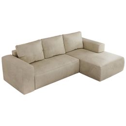 ECKSOFA TRENTINO L Beige Velvet - Rechts