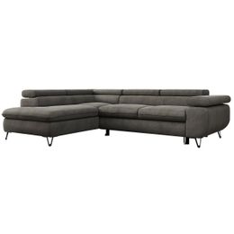 ECKSOFA PEDRO L Dunkelgrau Velvet - Links Seite