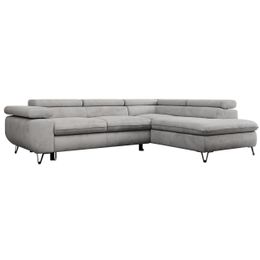 ECKSOFA PEDRO L Hellgrau Velvet - Rechts Seite