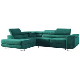 ECKSOFA GUSTAW L Dunkelgr&uuml;n Velvet Links Seite