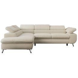 ECKSOFA PETER L Beige Boucle - Links Seite