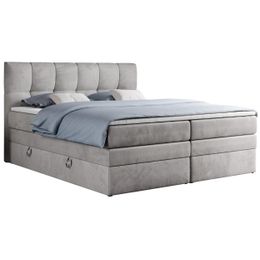BOXSPRINGBETT ALVIN KING 200/200 Hellgrau Velvet - H3