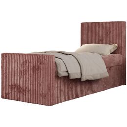 JUGENDBETT TILIO DUO 90/200 - Rosa Cord - H3 - Rechts Seite