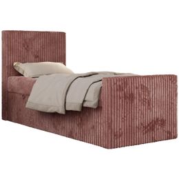 JUGENDBETT TILIO DUO 90/200 - Rosa Cord - H3 - Links Seite