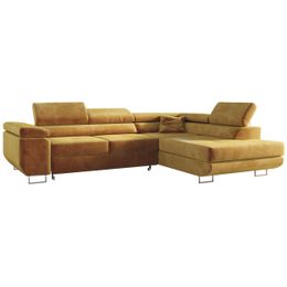 ECKSOFA GUSTAW L Gelb Velvet Rechts Seite