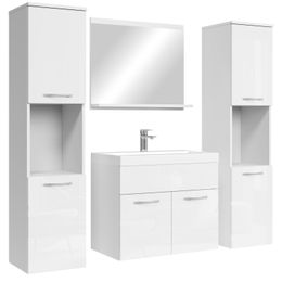Badplaats BADM&Ouml;BEL-SET Montreal 5 Teile Wei&szlig; Hochglanz - 60 x 35 x 51 cm