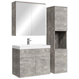 Badplaats BADM&Ouml;BEL-SET Montreal 4 Teile Spiegelschrank Beton Grau - 60 x 35 x 51 cm