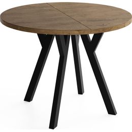 ESSTISCH Vero rund ausziehbar verl&auml;ngerbar, Eiche Braun Rustikal 100-300/100/77 cm