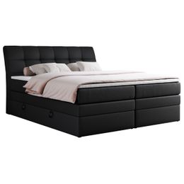 BOXSPRINGBETT GOLD-10 KING 200/200 Schwarz Kunstleder - H4