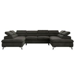 WOHNLANDSCHAFT PABLO U Velvet Dunkelgrau