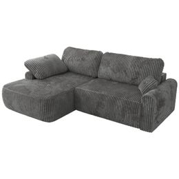 ECKSCHLAFSOFA CUBO L Dunkelgrau Cord - links