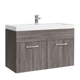 Badplaats BADM&Ouml;BEL-SET Paso 2 Teile Grau Eiche - 80 x 35 x 55 cm