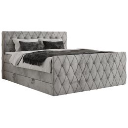 BOXSPRINGBETT MIREN KING DUO 200/200 Hellgrau Velvet - H4