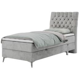 BOXBETT MILEN 90/200 Hellgrau Velvet - H3 - Rechts Seite