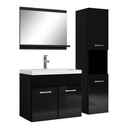 Badplaats BADM&Ouml;BEL-SET Montreal 4 Teile Schwarz Hochglanz - 60 x 35 x 51 cm