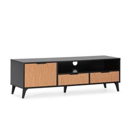TV-ELEMENT Denis, Schwarz/Holzfarbe