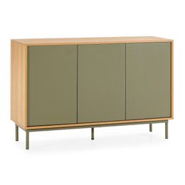 SIDEBOARD Cuzco 3 t&uuml;ren Eichenfarbe/gr&uuml;n