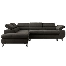 ECKSOFA PABLO L Dunkelgrau Velvet - Links Seite