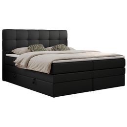 BOXSPRINGBETT LUKA KING 200/200 Schwarz Kunstleder - H3