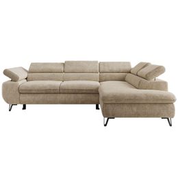 ECKSOFA PABLO L Beige Schenille grob gewebt - Rechts Seite
