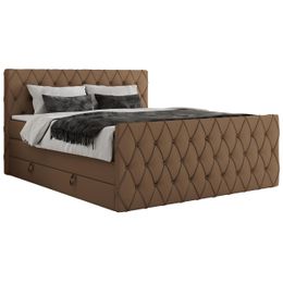 BOXSPRINGBETT MIREN KING DUO 200/200 Braun Kunstleder - H4