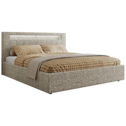 POLSTERBETT GOLD 5 CLASSIC 140/200 - Beige Strukture - Schaum-Matratze