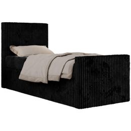 JUGENDBETT TILIO DUO 90/200 - Schwarz Cord - H3 - Links Seite