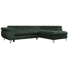 ECKSOFA PEDRO L Gr&uuml;n Cord - Rechts Seite
