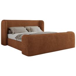 POLSTERBETT EMORA CLASSIC DUO 160/200 - Orange Strukture - Schaum-Matratze