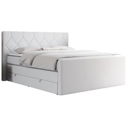 BOXSPRINGBETT KING EIGAR 200/200 Wei&szlig; Kunstleder - H4