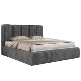 POLSTERBETT SAVINO CLASSIC 140/200 - Grau Cord - Schaum-Matratze