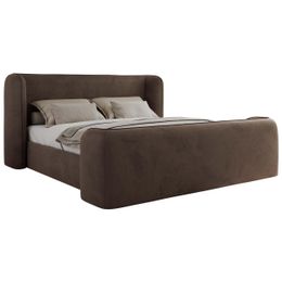 POLSTERBETT EMORA CLASSIC DUO 140/200 - Braun Velvet - Schaum-Matratze