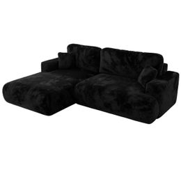 ECKSOFA OVO L Schwarz Pl&uuml;sch - Links Seite