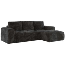 ECKSOFA MONIVA Dunkelgrau Pl&uuml;sch - Rechts