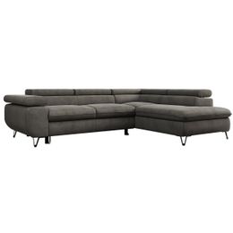 ECKSOFA PEDRO L Dunkelgrau Velvet - Rechts Seite