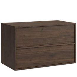 Badplaats WASCHBECKENUNTERSCHRANK Mali 2 Schubladen Walnuss Braun - 80 x 46 x 49 cm