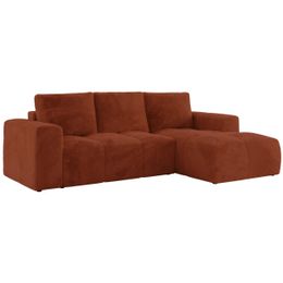 ECKSOFA MONIVA Orange Pl&uuml;sch - Rechts