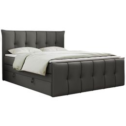 BOXSPRINGBETT PREMIUM 11 KING 120/200 Dunkelgrau Kunstleder - H4